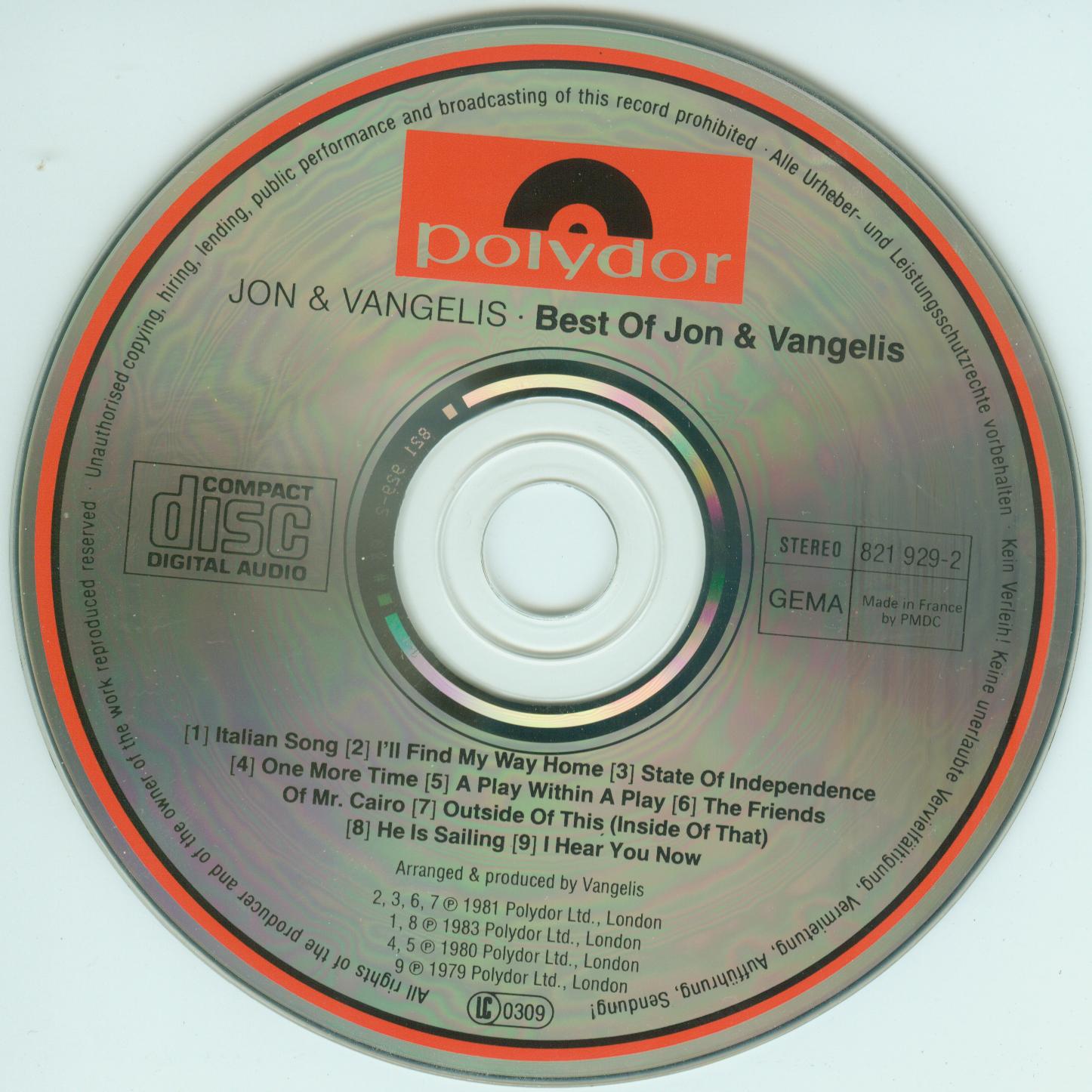 Vangelis The Best Of Jon And Vangelis : CD | CD Covers | Cover Century ...